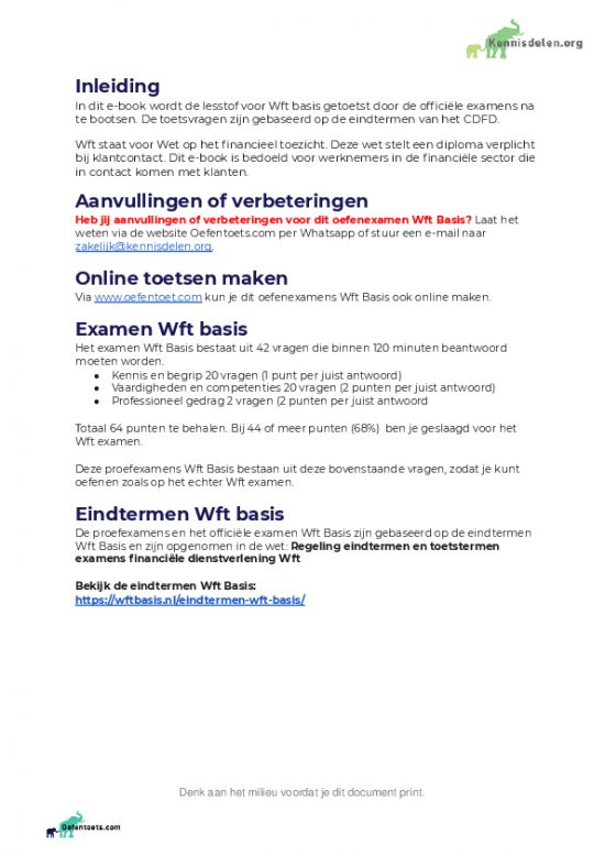 Oefenexamen Wft Basis - KennisDelen
